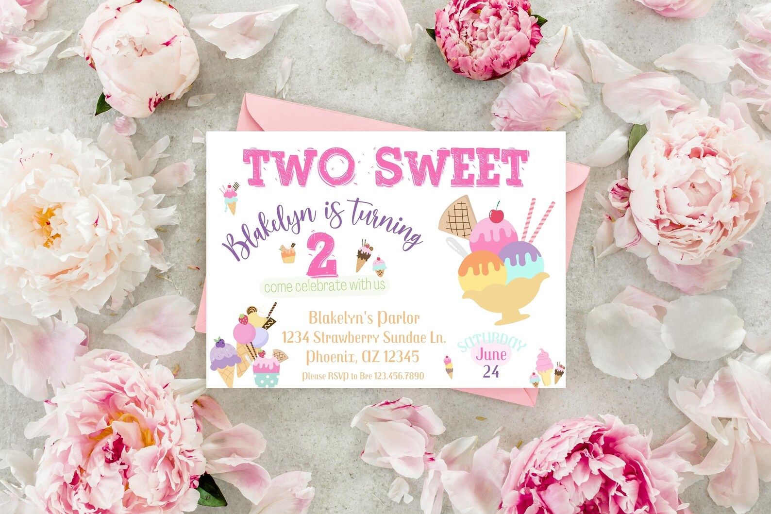Two Sweet Birthday Invitation Two Sweet Birthday 2nd - Etsy