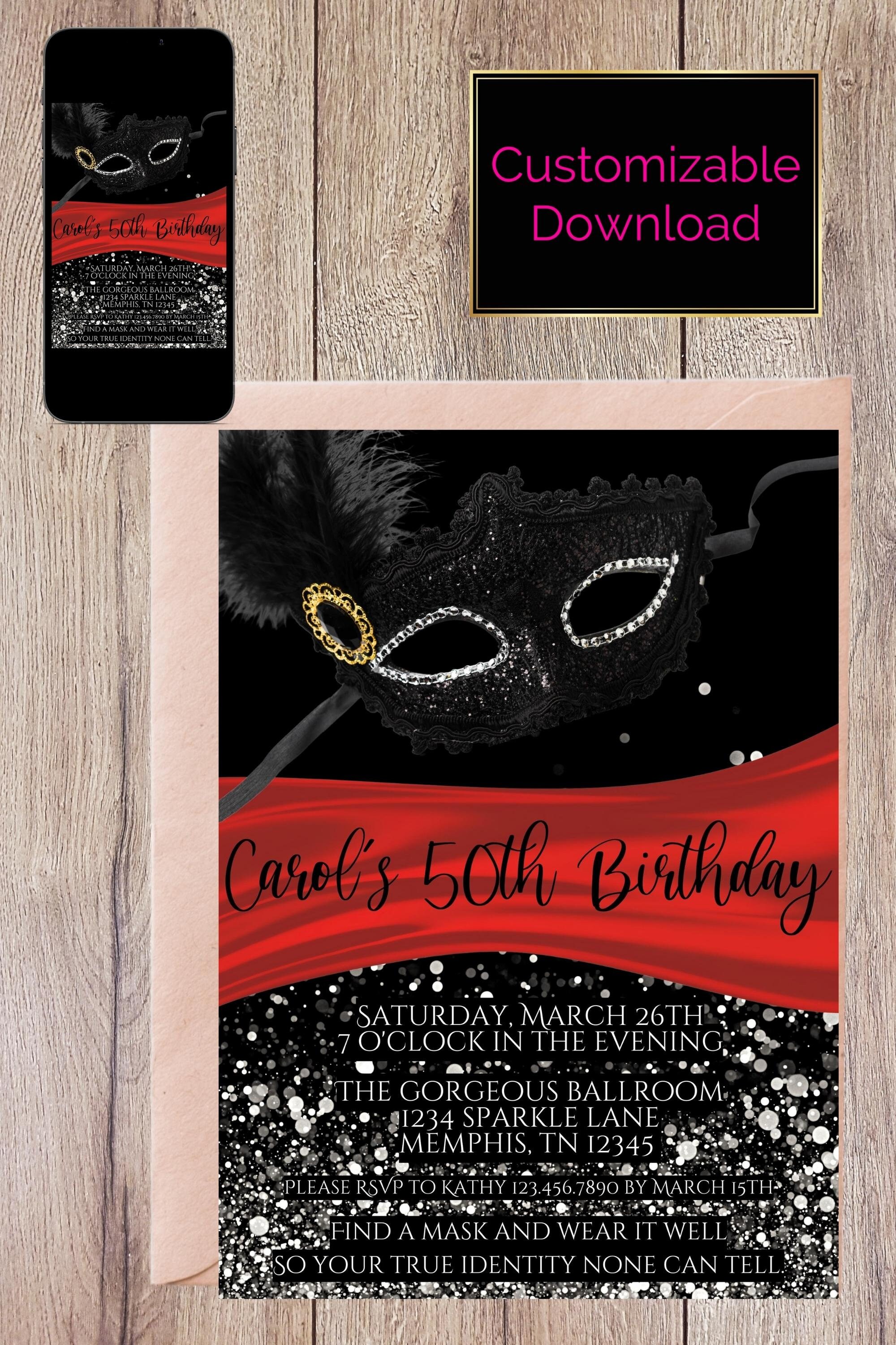 Masquerade Invitation Masquerade Masquerade Party - Etsy