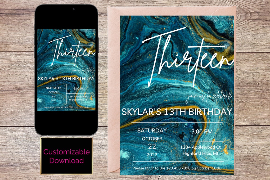 13th Birthday Invitation 13th Birthday 13th Birthday - Etsy