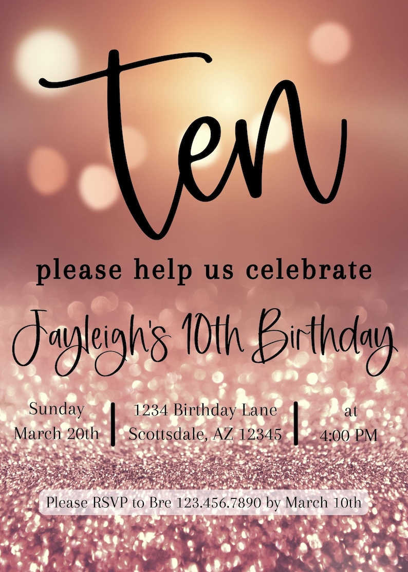 10th Birthday Invitation 10th Birthday 10th Birthday - Etsy