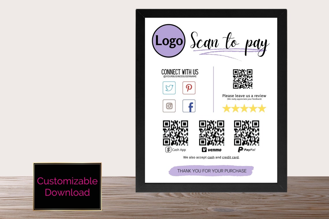QR Code Sign Scan to Pay QR Code Sign Scan to Pay - Etsy