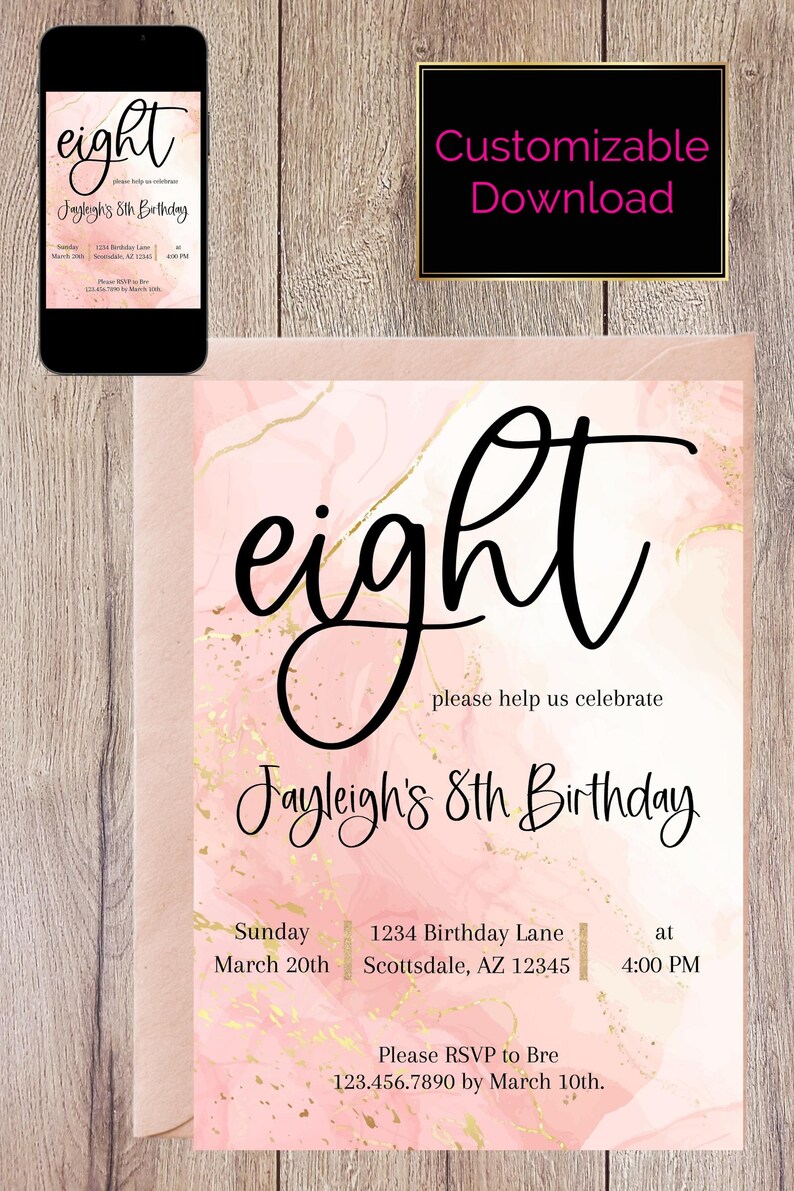 8th Birthday Invitation 8th Birthday 8th Birthday Invite - Etsy