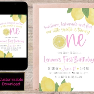Lemon 1st Birthday Invitation | Lemon 1st Birthday | Lemon Birthday ...