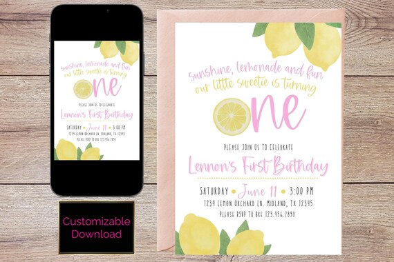 Lemon 1st Birthday Invitation Lemon 1st Birthday Lemon - Etsy