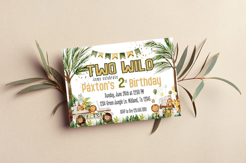 Two Wild Birthday Invitation Two Wild Safari Birthday | Etsy