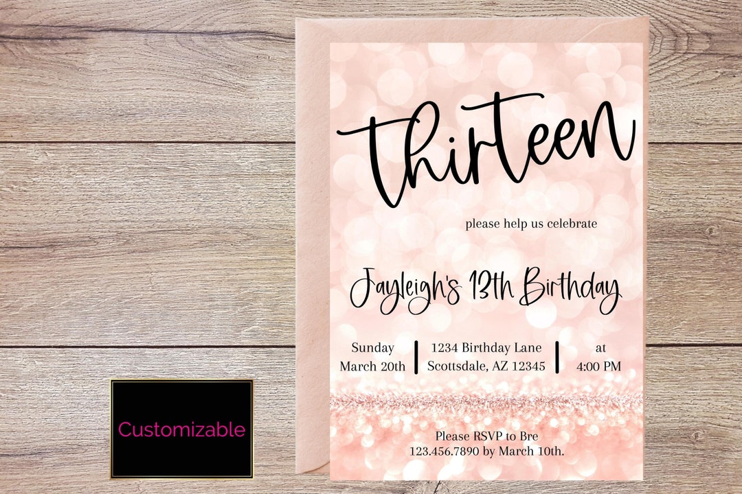 13th Birthday Invitation | 13th Birthday | 13th Birthday Invite | 13th ...