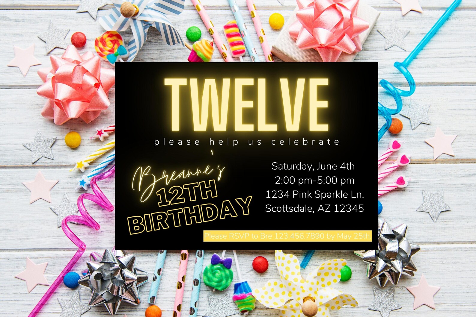 12th Birthday Invitation 12th Birthday 12th Birthday - Etsy