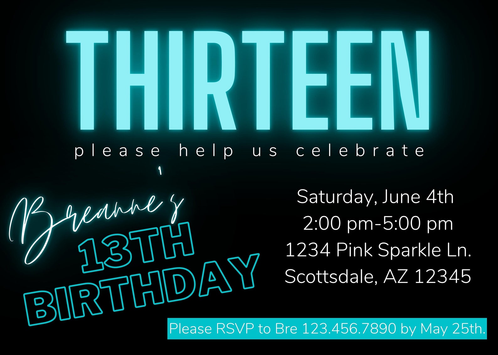 13th-birthday-invitation-13th-birthday-13th-birthday-etsy