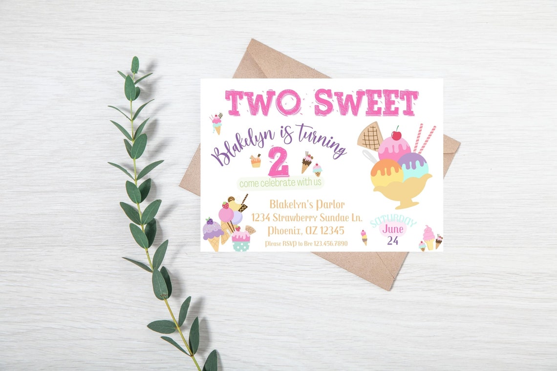 Two Sweet Birthday Invitation Two Sweet Birthday 2nd - Etsy