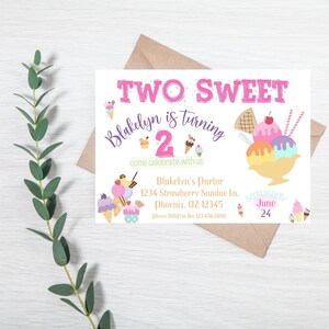 Two Sweet Birthday Invitation Two Sweet Birthday 2nd Birthday Two Sweet ...