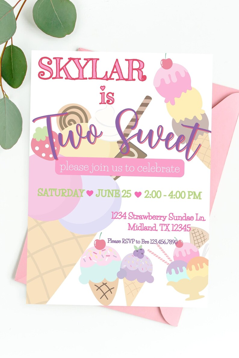 Two Sweet Birthday Invitation Two Sweet Birthday 2nd - Etsy
