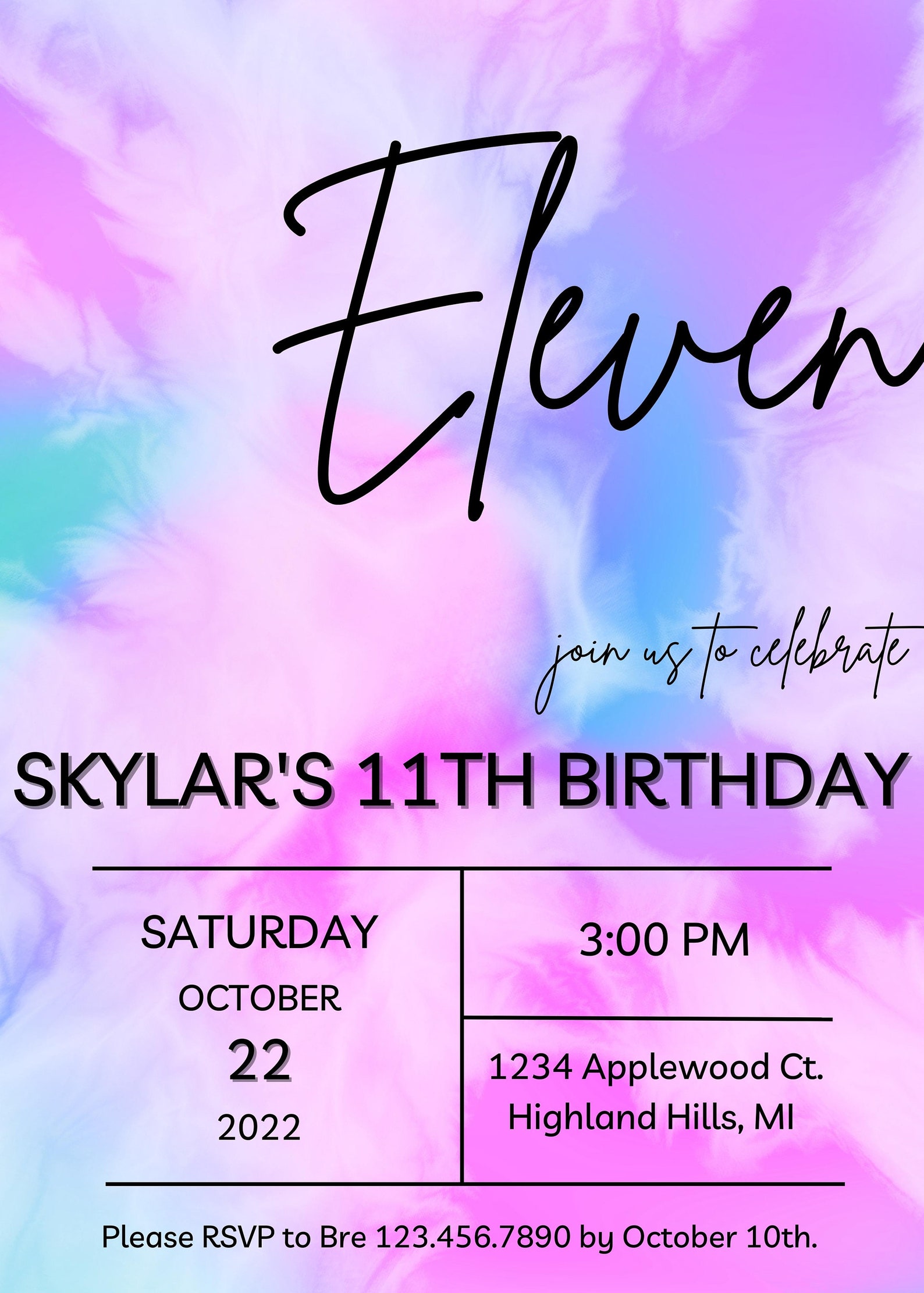 11th Birthday Invitation 11th Birthday 11th Birthday Etsy