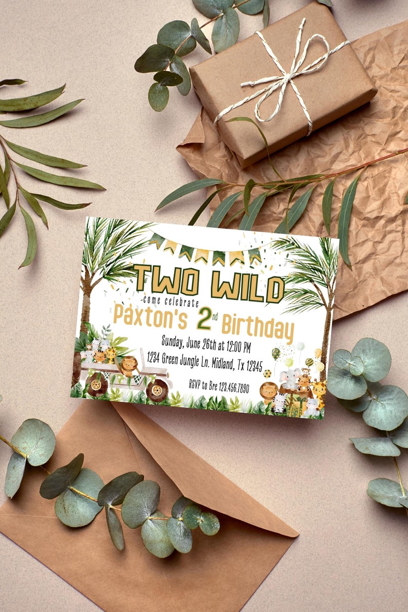 Two Wild Birthday Invitation Two Wild Safari Birthday - Etsy