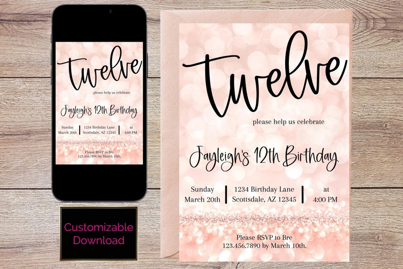 12th Birthday Invitation 12th Birthday 12th Birthday - Etsy