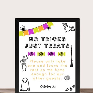 Trick or Treat Sign Digital Download Printable Custom Halloween Decor ...