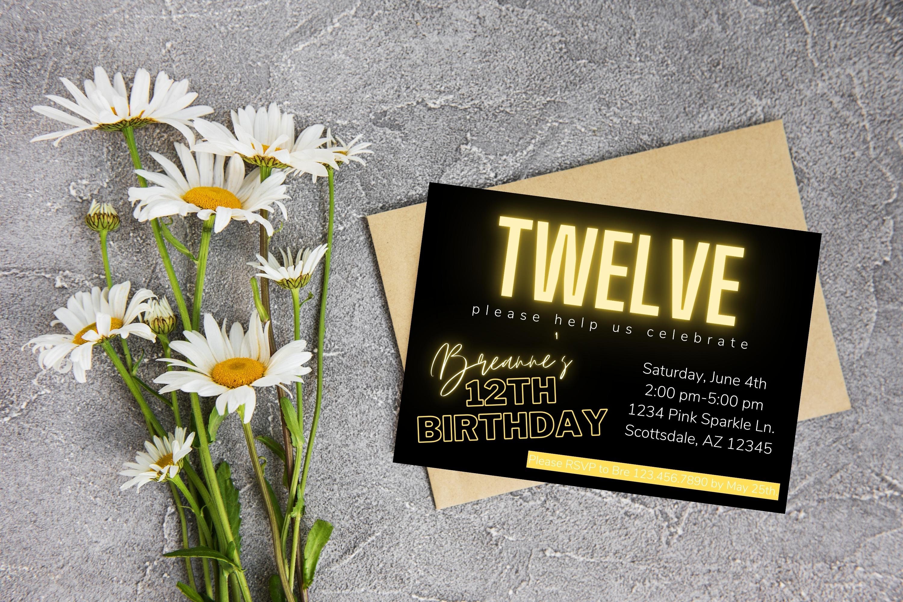 12th Birthday Invitation 12th Birthday 12th Birthday - Etsy