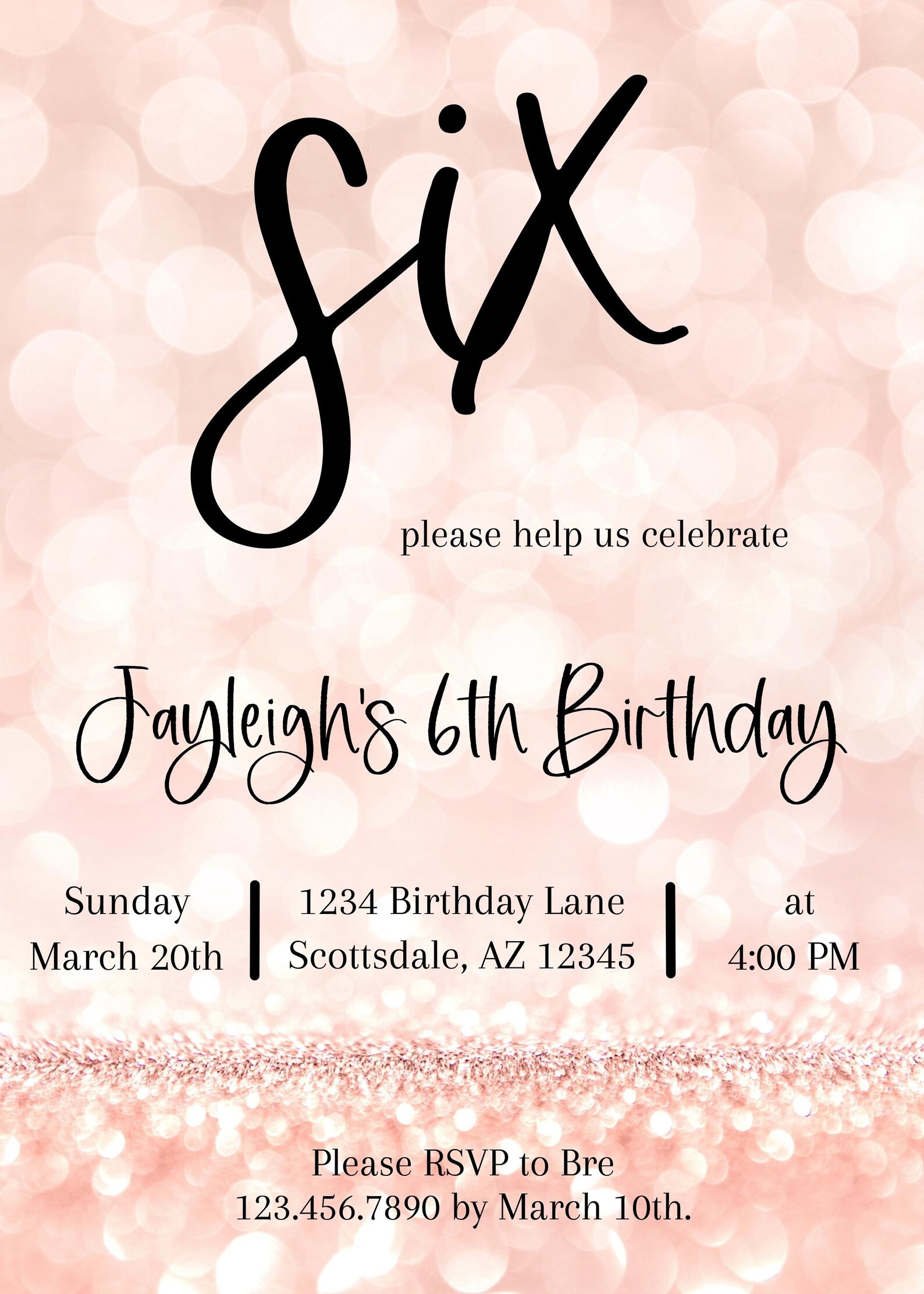 6th Birthday Invitation 6th Birthday 6th Birthday Invite - Etsy
