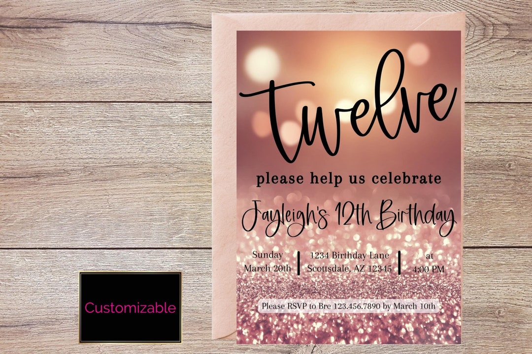 12th Birthday Invitation | 12th Birthday | 12th Birthday Invite | 12th ...