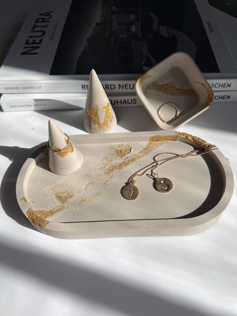 Gold Concrete Ring Cone Holder Set: Engagement Gift - Etsy