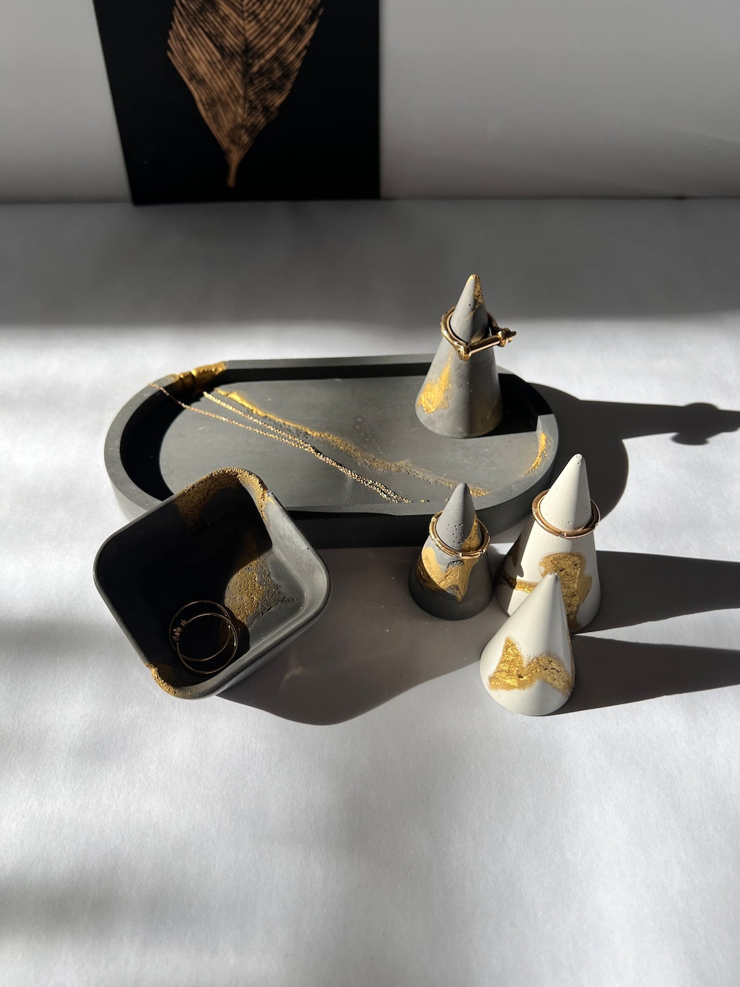 Jewelry Holder Set, Cement Bedside Tray, Cement Tray, Engagement Ring ...