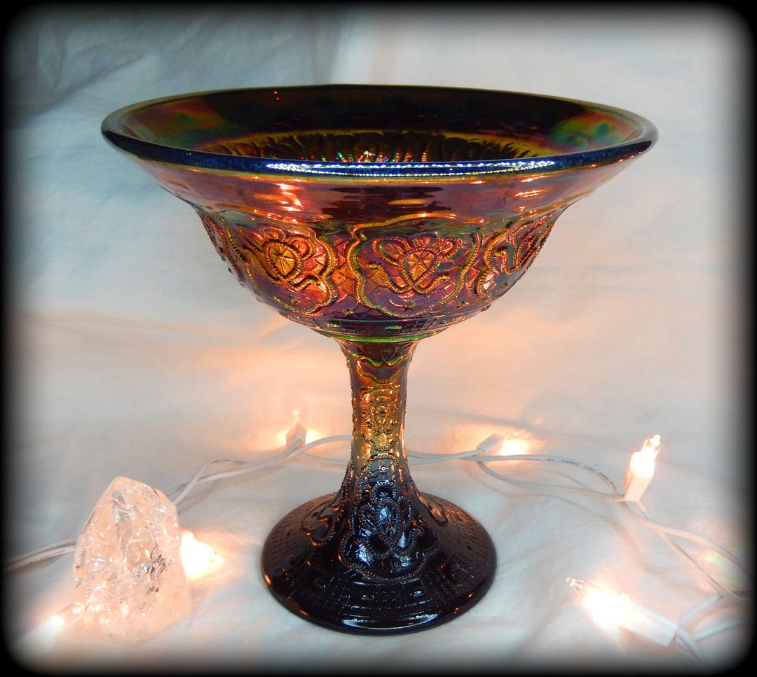 Fenton Black Amethyst Carnival Glass Chalice Goblet - Etsy