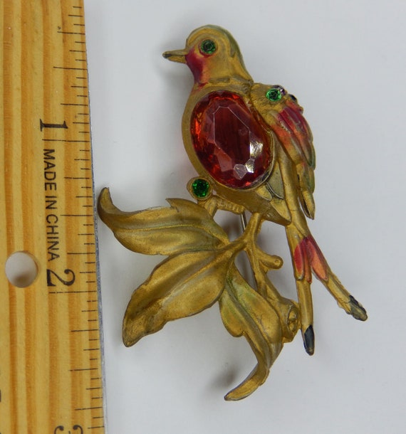 Very Rare! Antique Victorian Celluloid Bird Brooch Pin - Gem