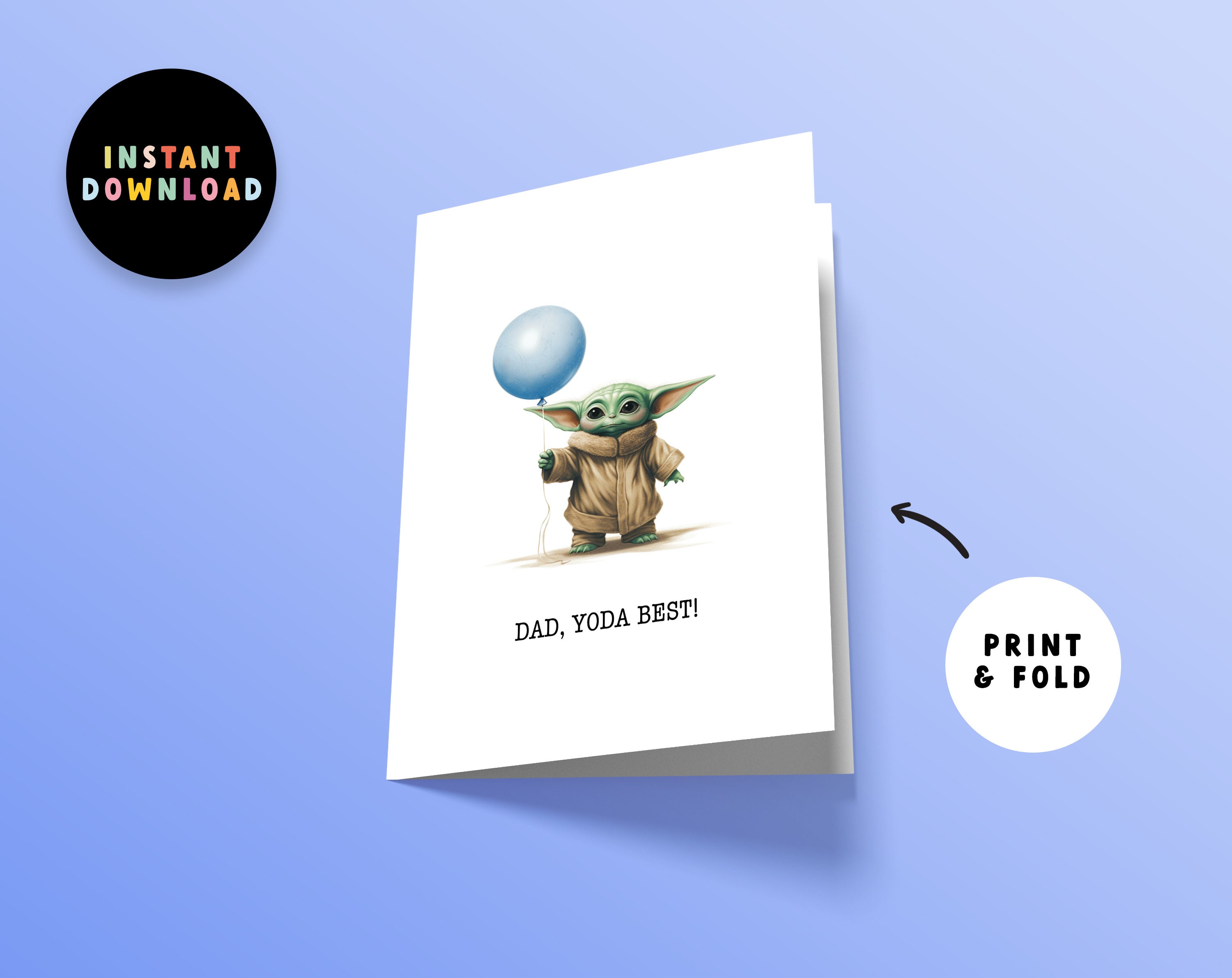 Instant Download Dad, Yoda Best Fathers Day Card | PDF Fathers Day ...