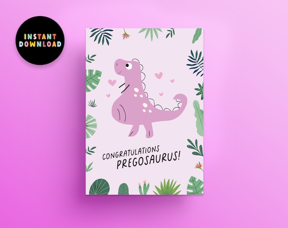 Instant Download Dinosaur Birthday PDF Card Congratulations | Etsy