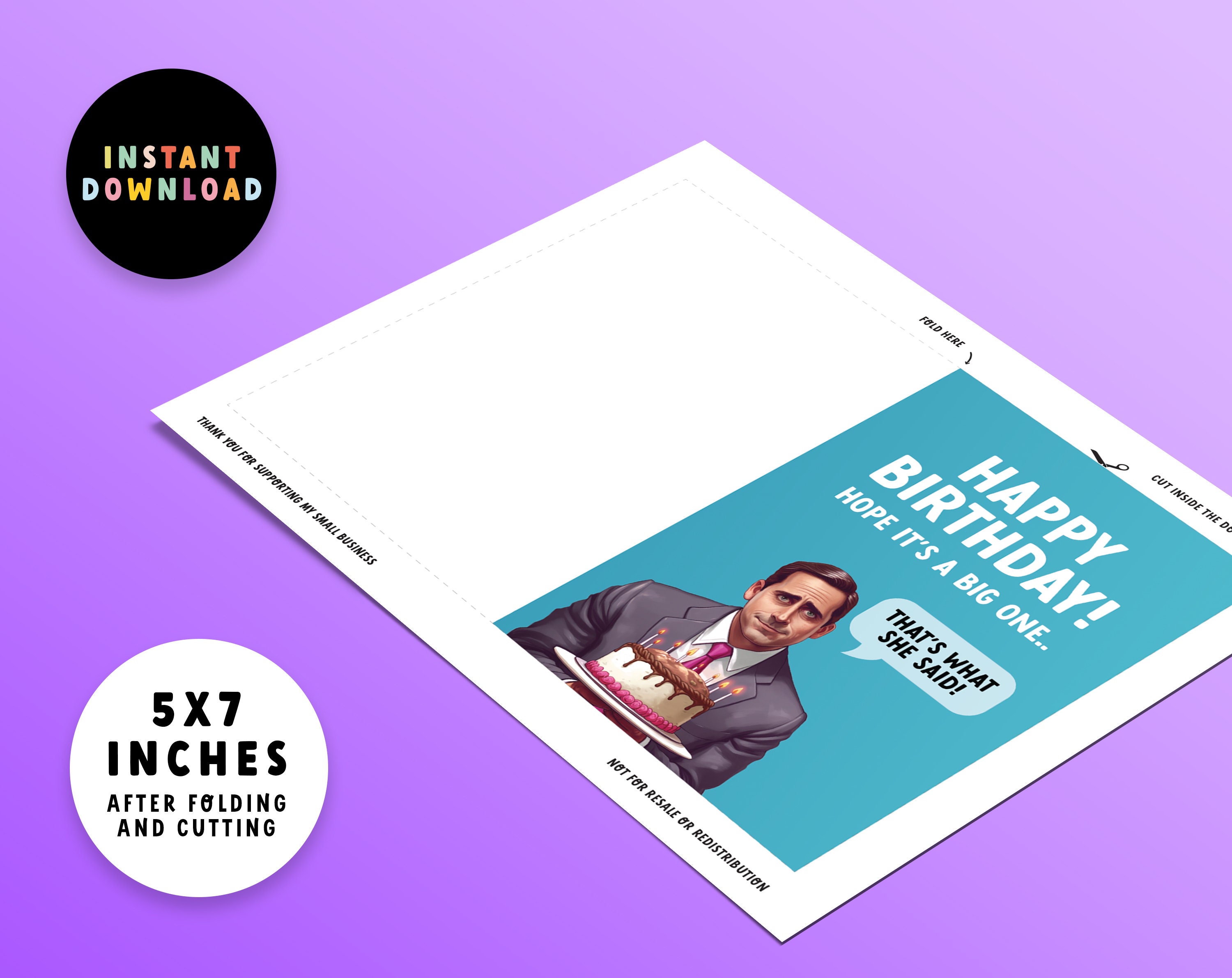 Instant Download Birthday Card | PDF Birthday Card | Print at Home ...