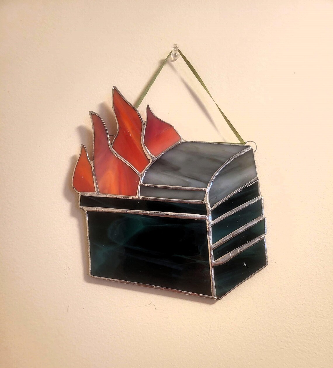Unique Dumpster Fire Glass Sun Catcher - Etsy