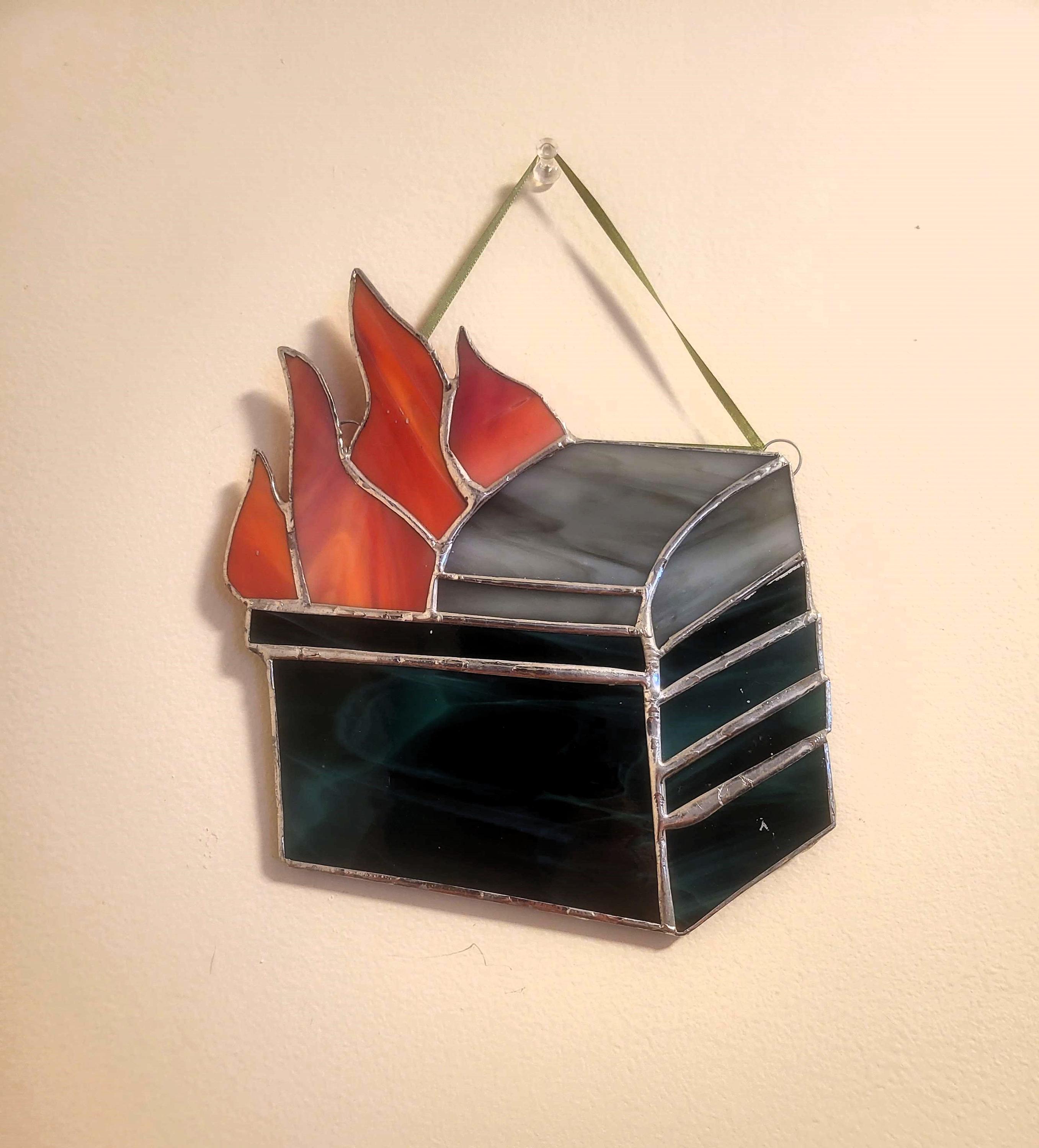 Unique Dumpster Fire Glass Sun Catcher - Etsy