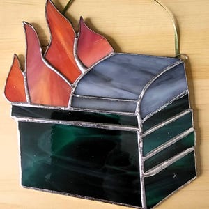 Unique Dumpster Fire Glass Sun Catcher - Etsy