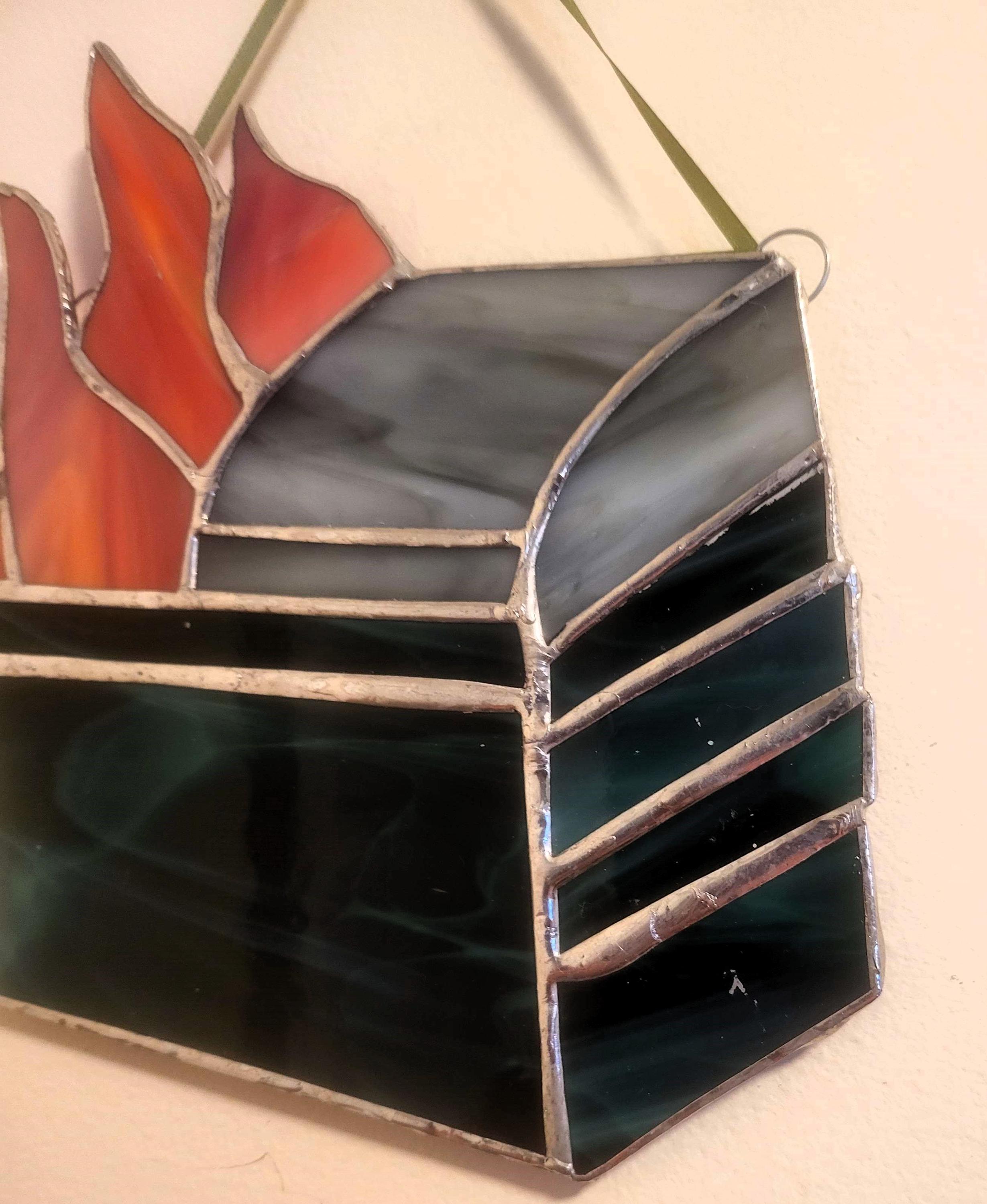 Unique Dumpster Fire Glass Sun Catcher - Etsy
