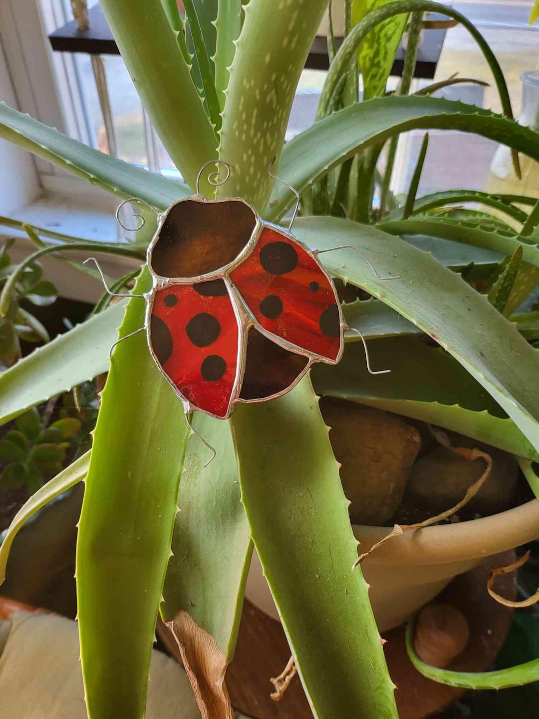 Whimsical Stained Glass Lady Bug Window Hanging - Etsy