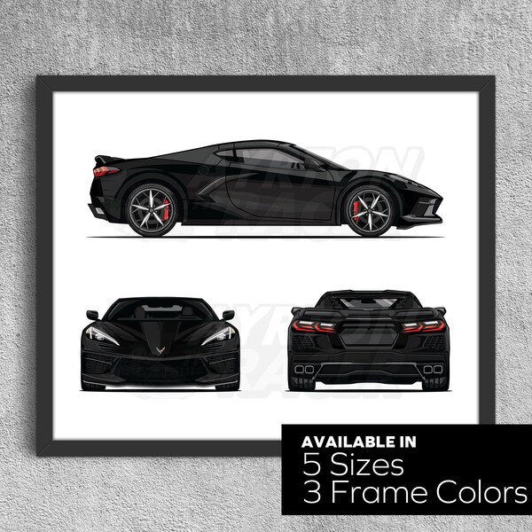 Corvette C8 Front Illustration - Etsy