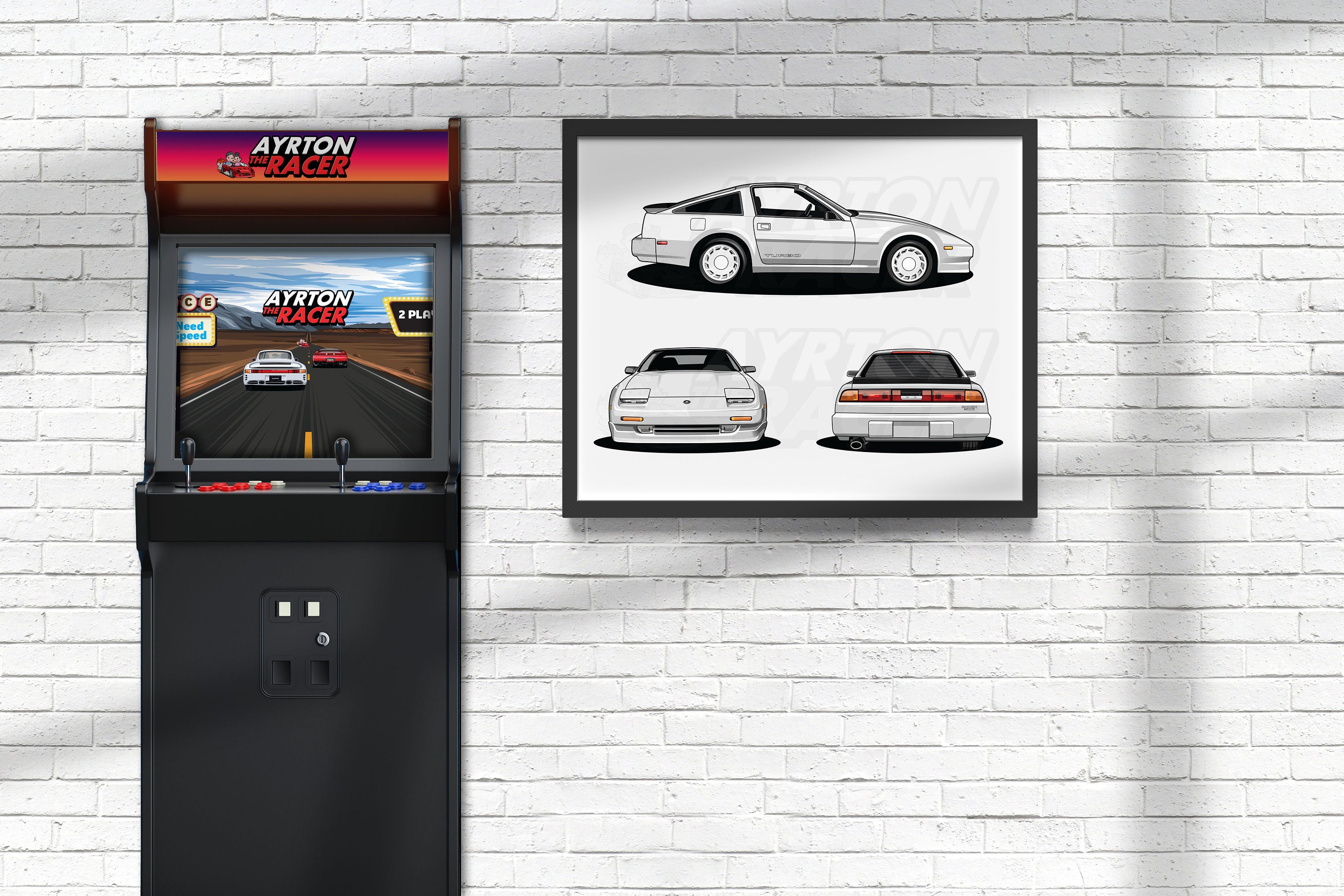 Framed Poster Nissan 300ZX Fairlady Shiro White Side Front - Etsy