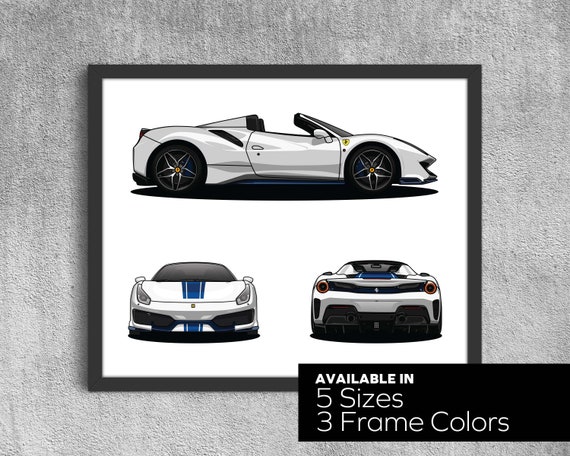 Prints Art & Collectibles Custom Car Drawing Car Illustration Ferrari ...