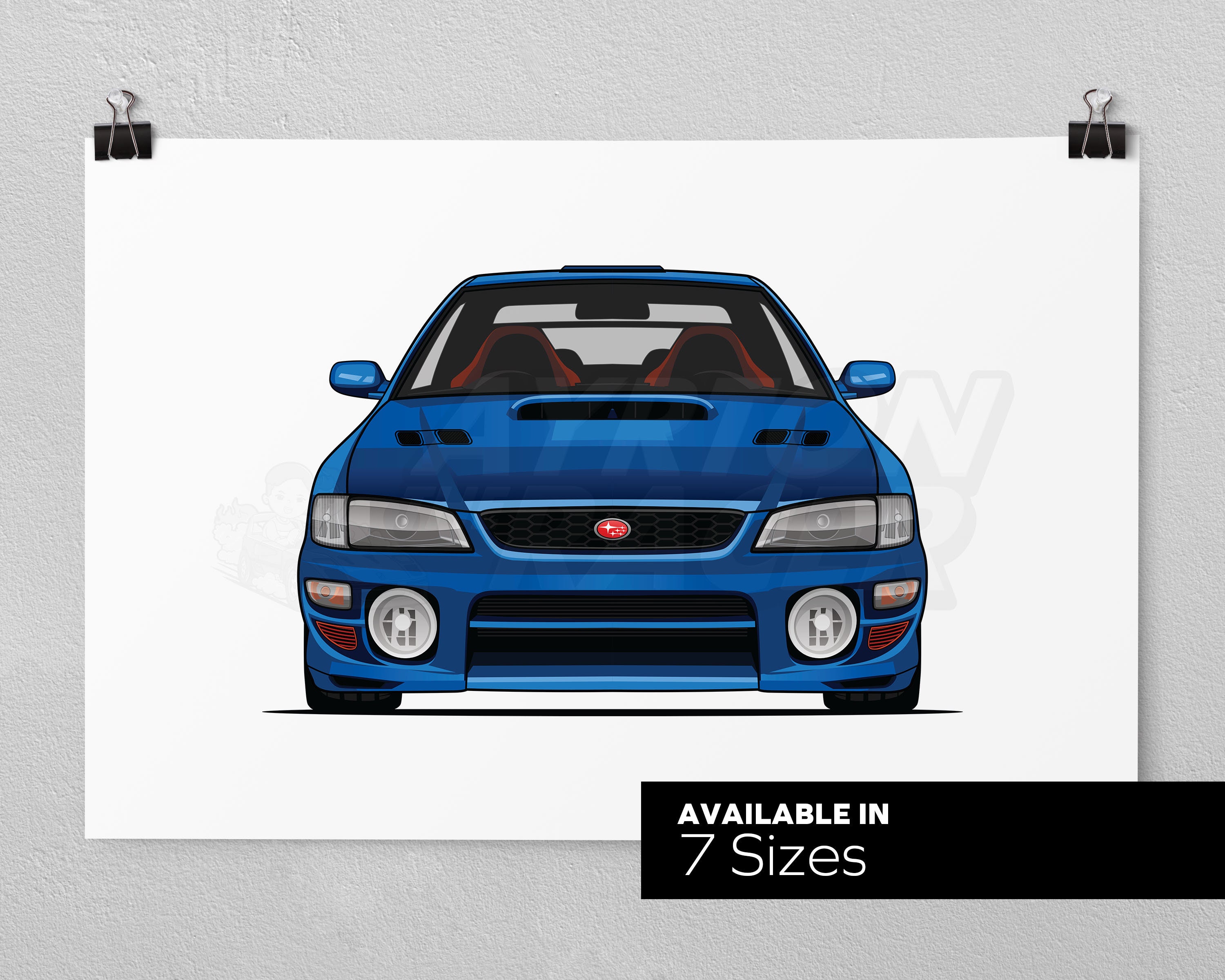 Subaru Impreza WRX Sti 1992-2000 1st Generation Blue Poster - Etsy