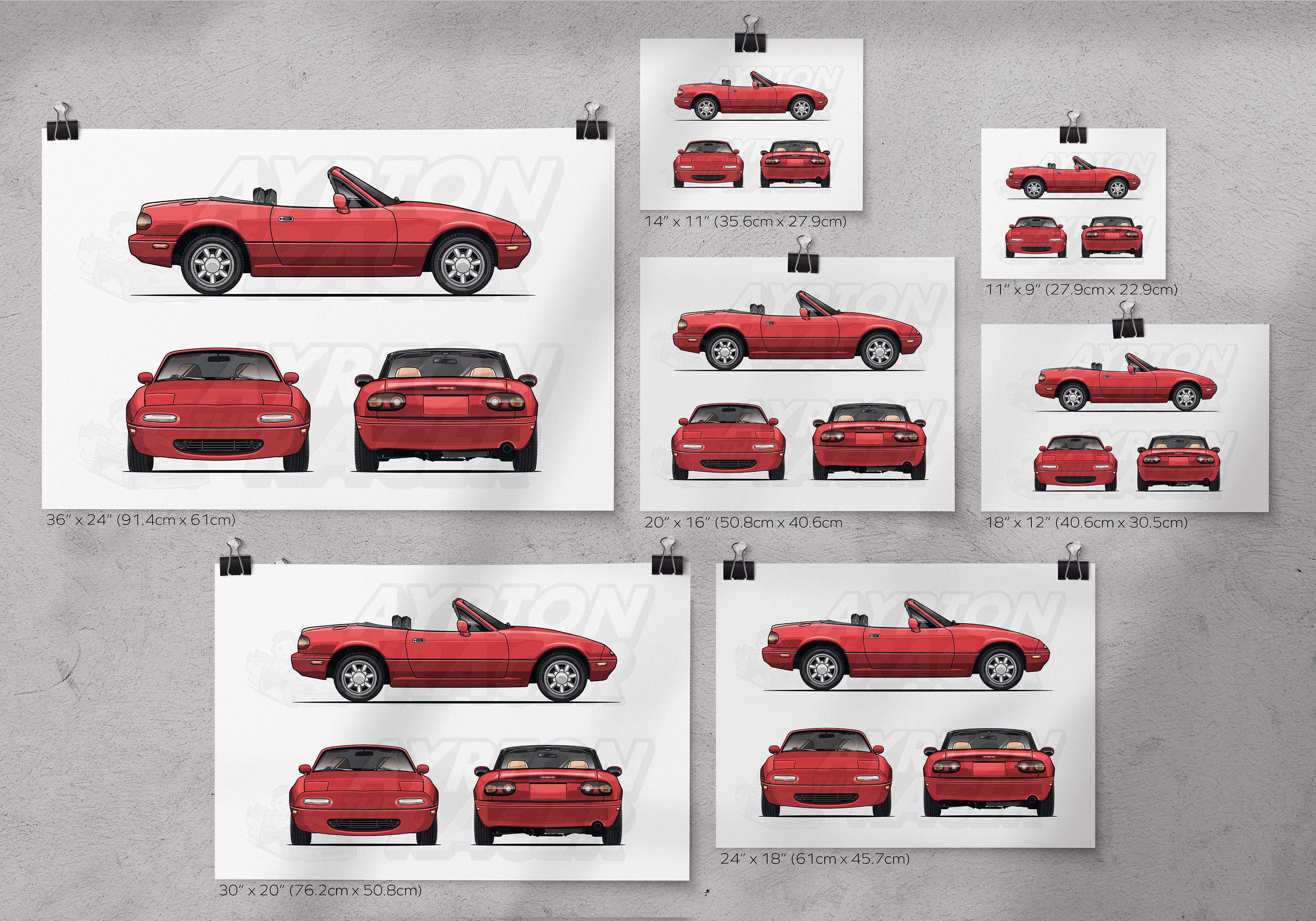 Mazda Miata MX-5 1989-1997 1st Generation Red Top Down Lights Down ...