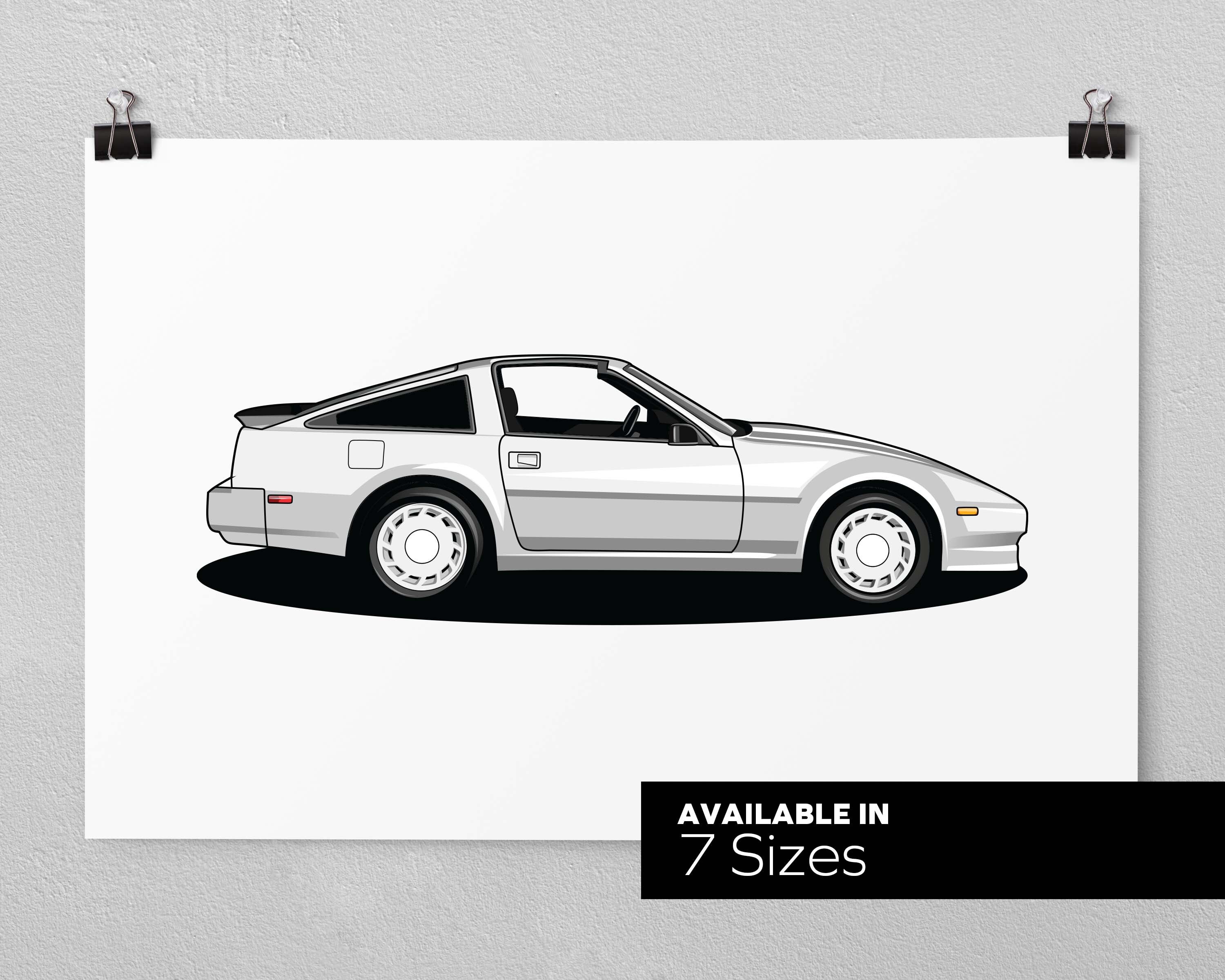 Nissan 300ZX Fairlady Shiro Z Z31 White Side Profile Inspired - Etsy