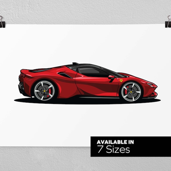 Ferrari Sf90 Red Poster - Etsy