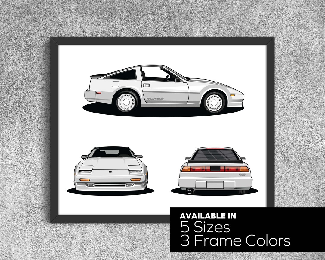 Framed Poster Nissan 300ZX Fairlady Shiro White Side Front - Etsy