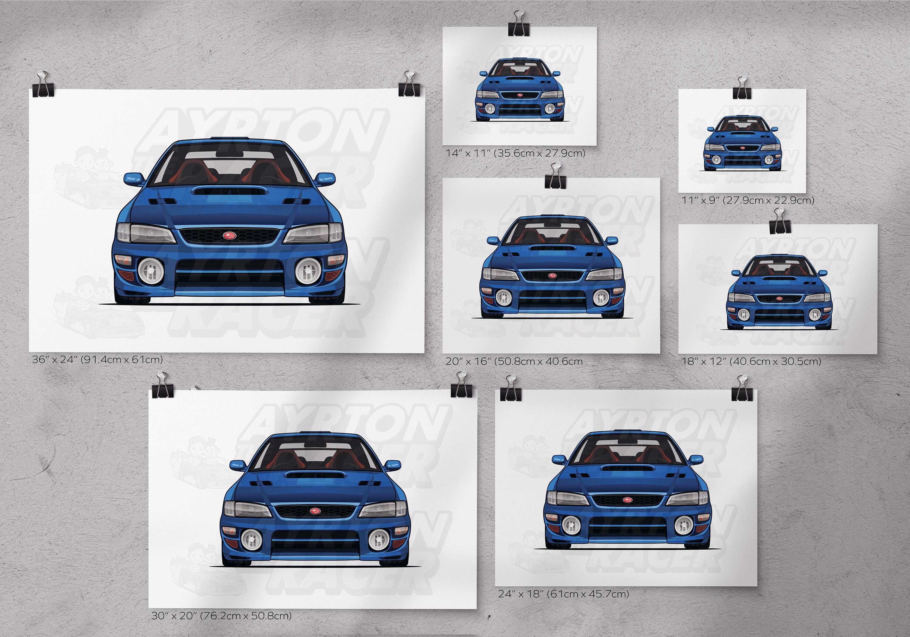 Subaru Impreza WRX Sti 1992-2000 1st Generation Blue Poster - Etsy