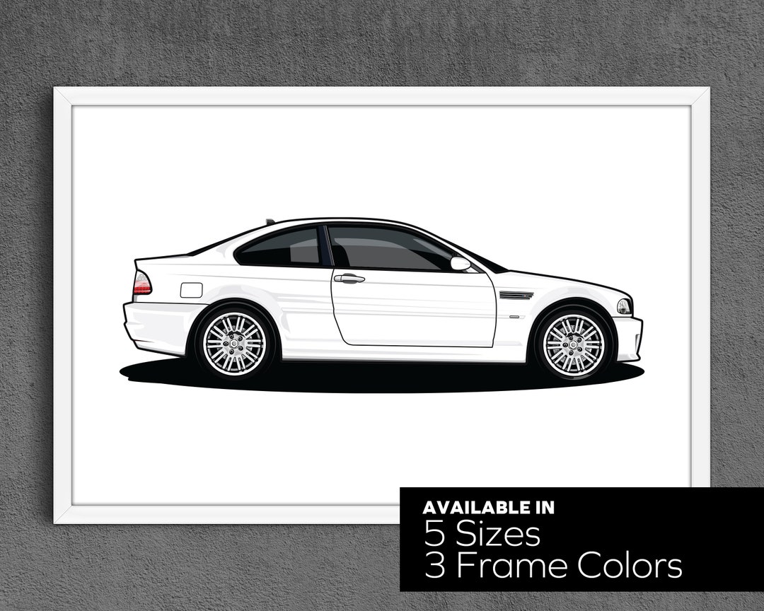 Framed Poster BMW M3 3 Series E46 Alpine White Side Profile - Etsy