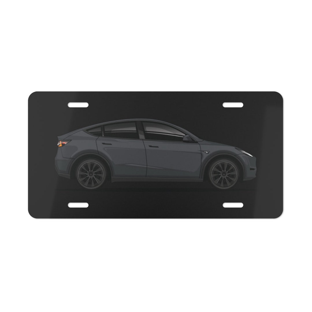 Tesla Model Y Vanity Plate Gray on Black Side Profile License - Etsy