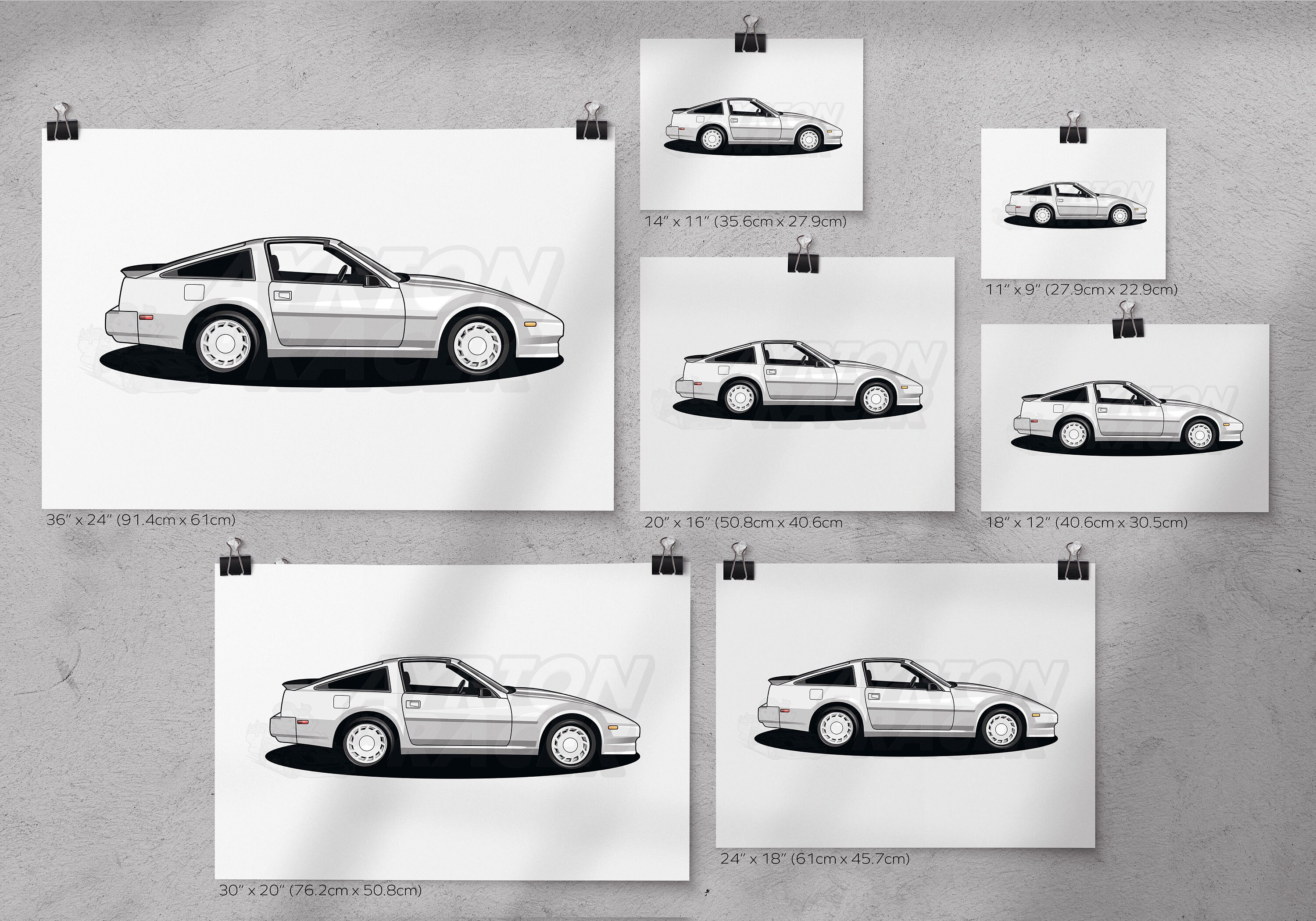 Nissan 300ZX Fairlady Shiro Z Z31 White Side Profile Inspired - Etsy