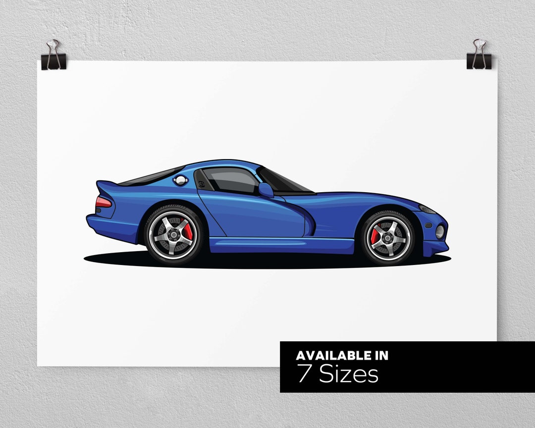 Dodge Viper SR II GTS Blue Side Profile Inspired - Etsy