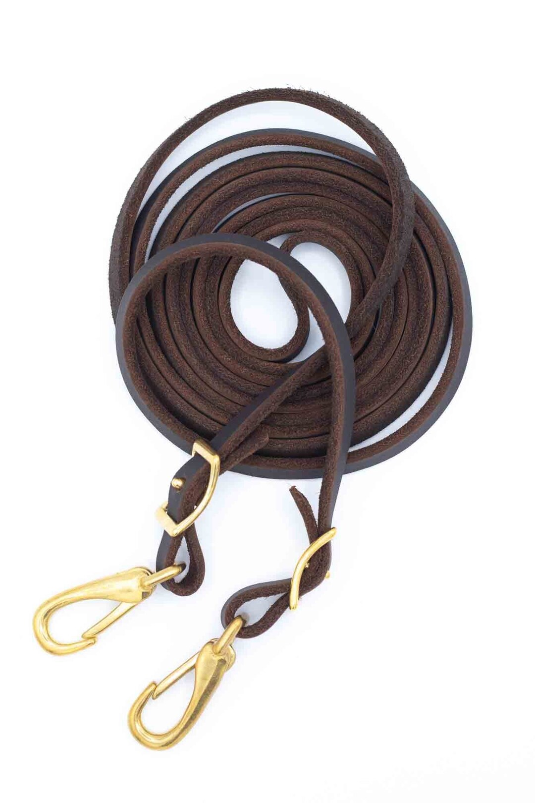 Western Reins Greased Leather Reins Closed Brown Brass Rein Hook 13mm ...