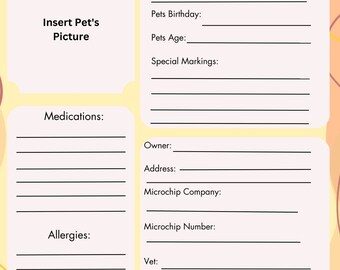 Pet Information Sheet - Etsy
