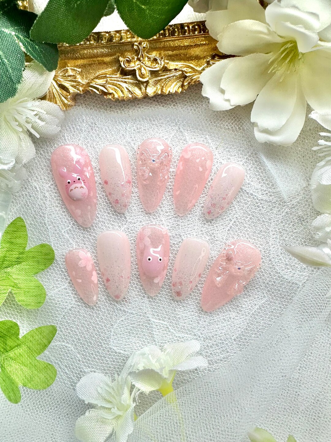 Sakura Mochi | Press on Nails | Nails | Kawaii | Pink | Mochi | Sakura ...